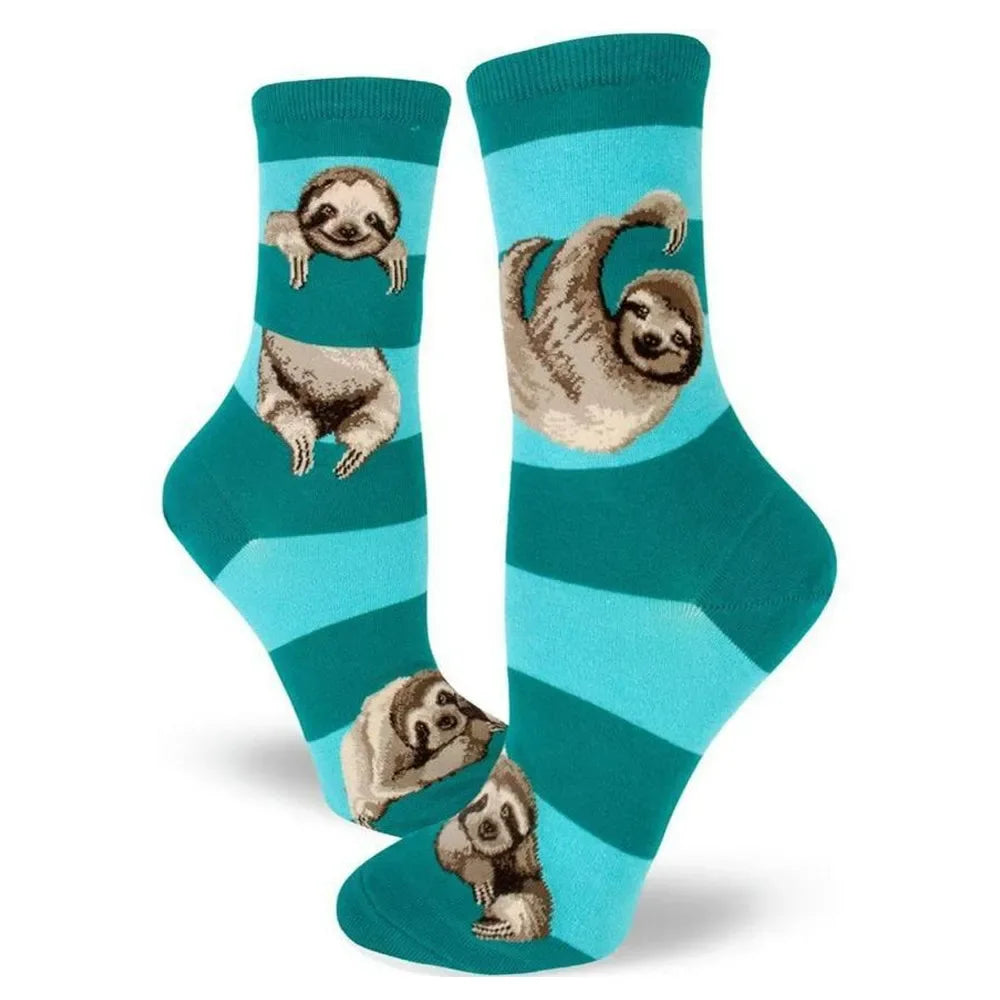 FUNKY DUNKY TEAL SLOTH STRIPE SOCKS - Shop at AK Galleria